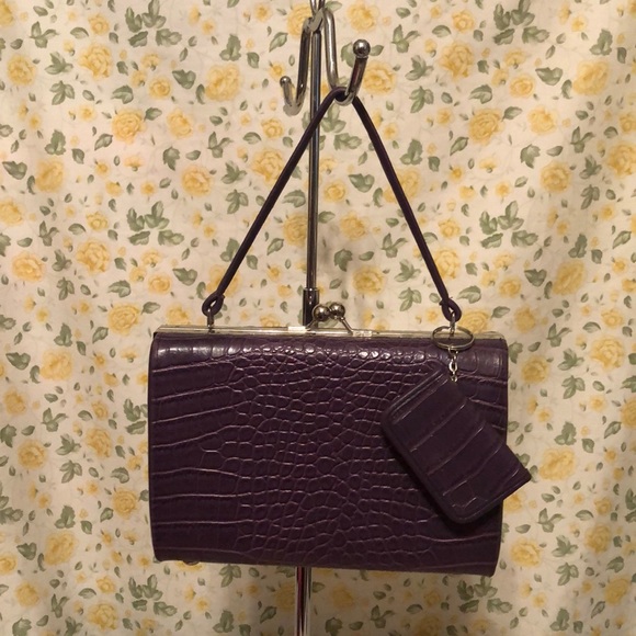 Bags | Purple Croc Print Handbag | Poshmark